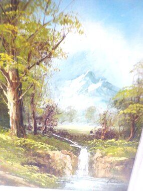Vintage | Art | Signed Rico Landscape Painting Oil On Canvas Waterfall ...